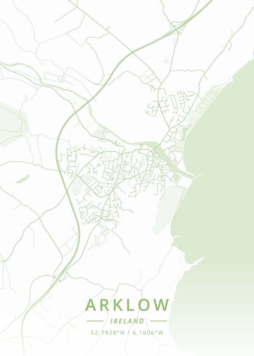 'Arklow Ireland' Poster, picture, metal print, paint by Designer Map ...