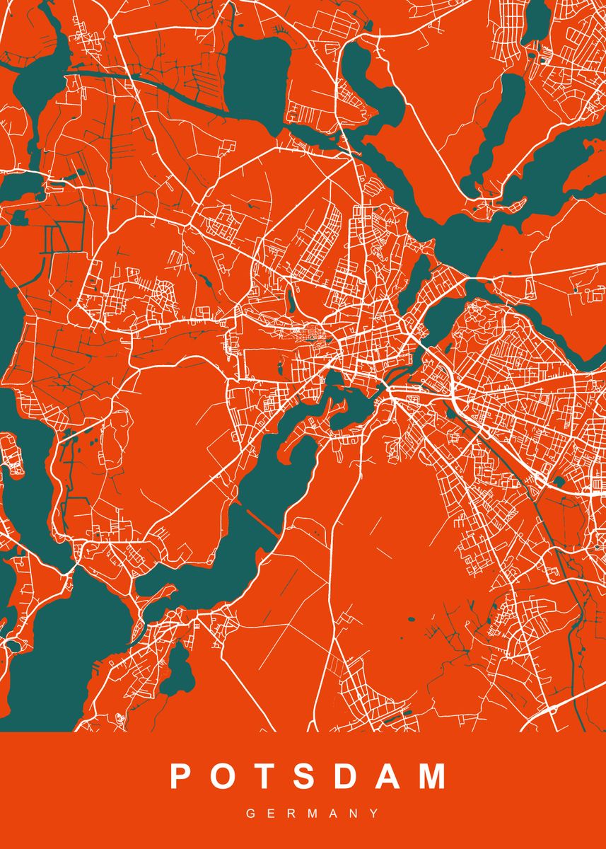 'POTSDAM City Map GERMANY' Poster, picture, metal print, paint by ...