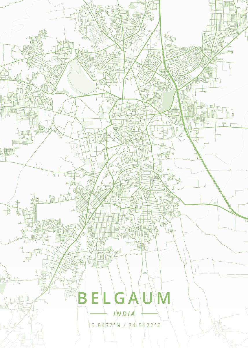 'Belgaum India' Poster, picture, metal print, paint by Designer Map Art ...