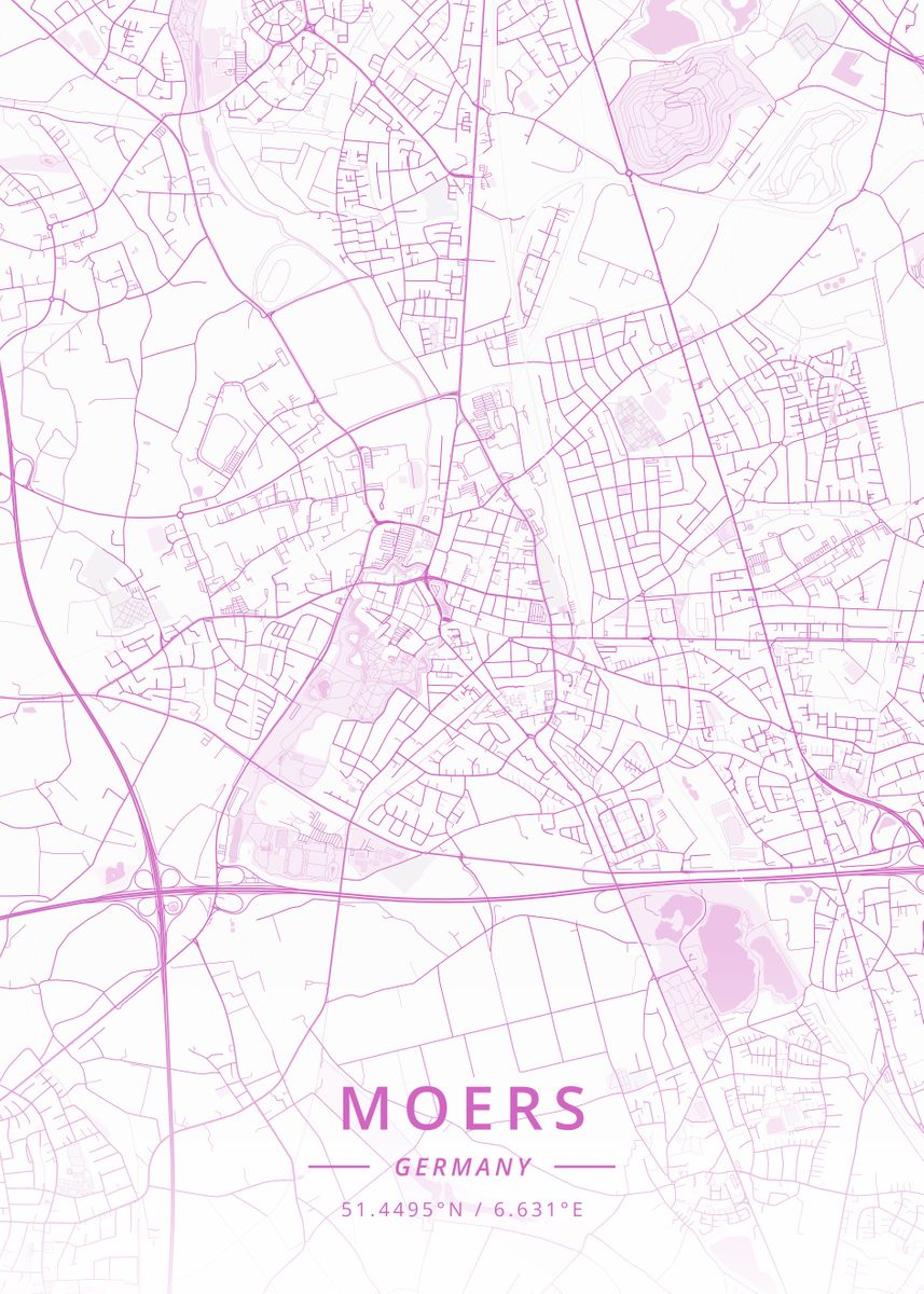 'Moers Germany' Poster, picture, metal print, paint by Designer Map Art ...