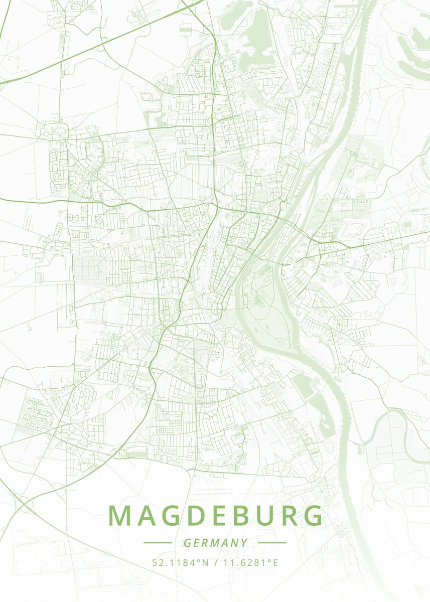 'Magdeburg Germany' Poster, picture, metal print, paint by Designer Map ...