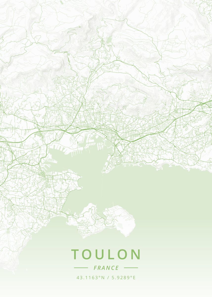'Toulon France' Poster, picture, metal print, paint by Designer Map Art ...