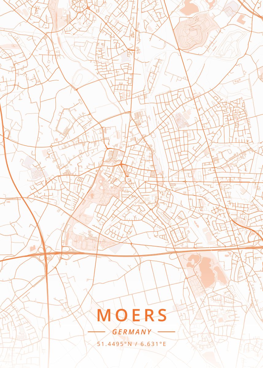 'Moers Germany' Poster, picture, metal print, paint by Designer Map Art ...