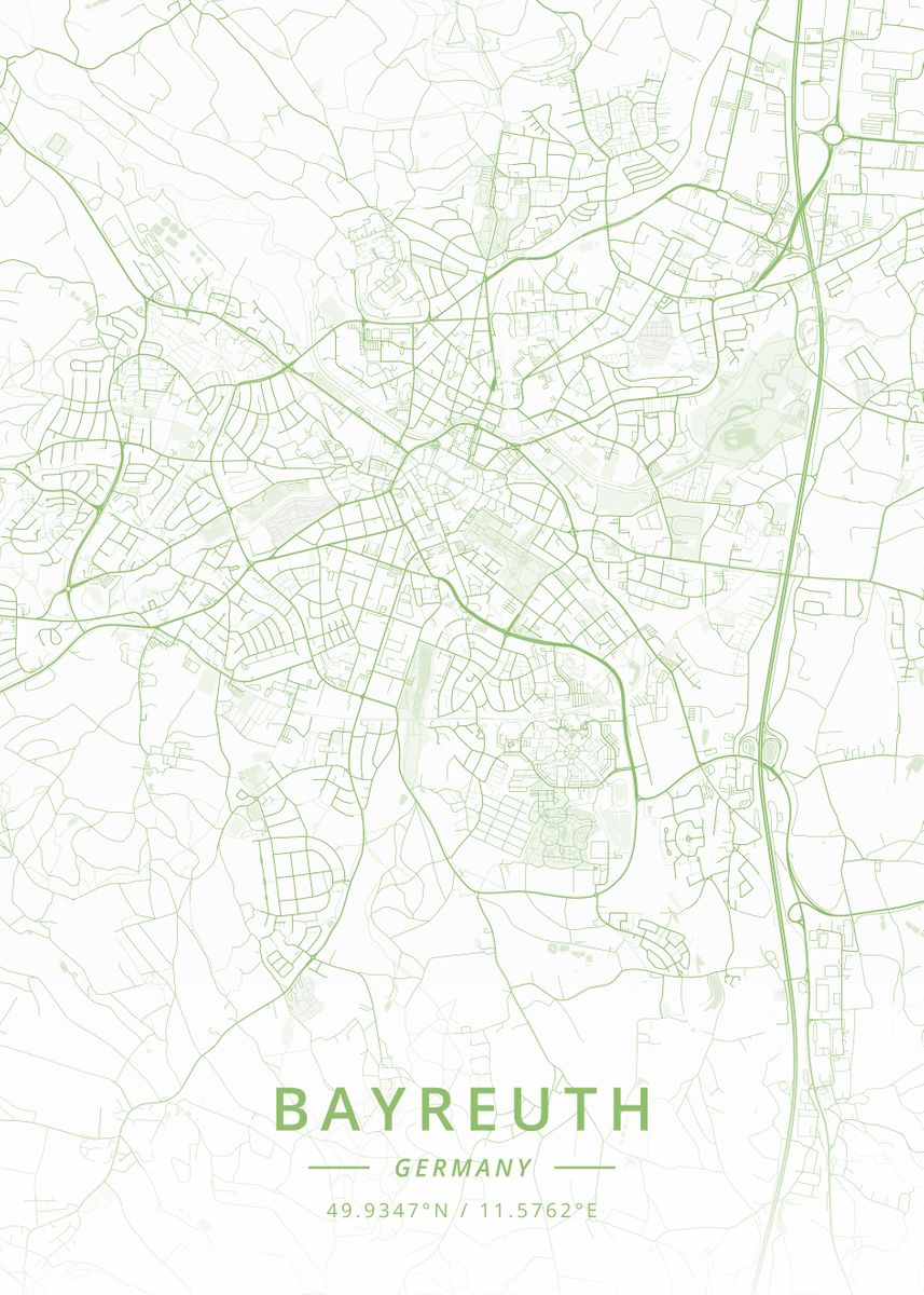 'Bayreuth Germany' Poster, picture, metal print, paint by Designer Map ...