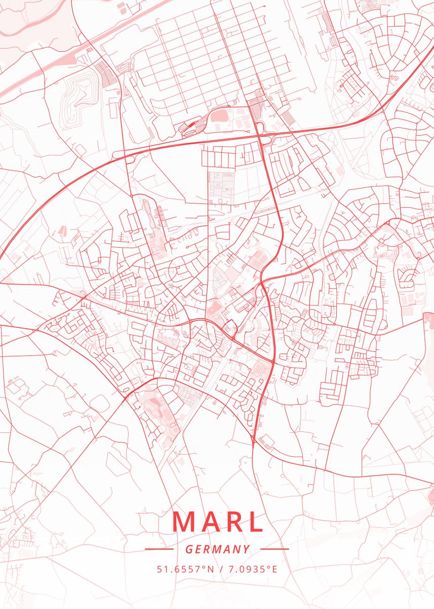 'Marl Germany' Poster, picture, metal print, paint by Designer Map Art ...