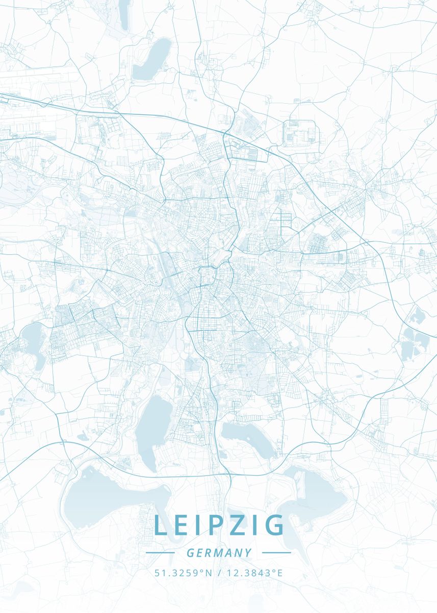 'Leipzig Germany' Poster, picture, metal print, paint by Designer Map ...