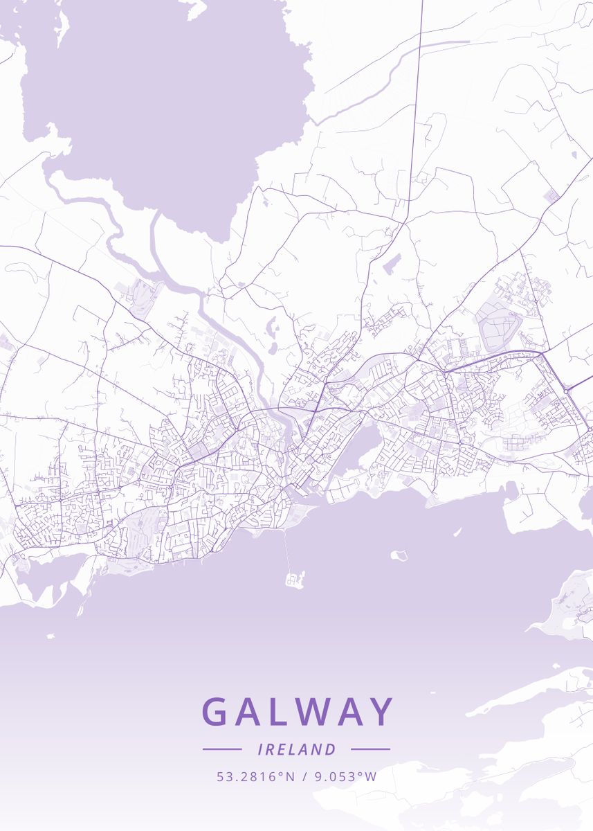 'Galway Ireland' Poster, picture, metal print, paint by Designer Map ...