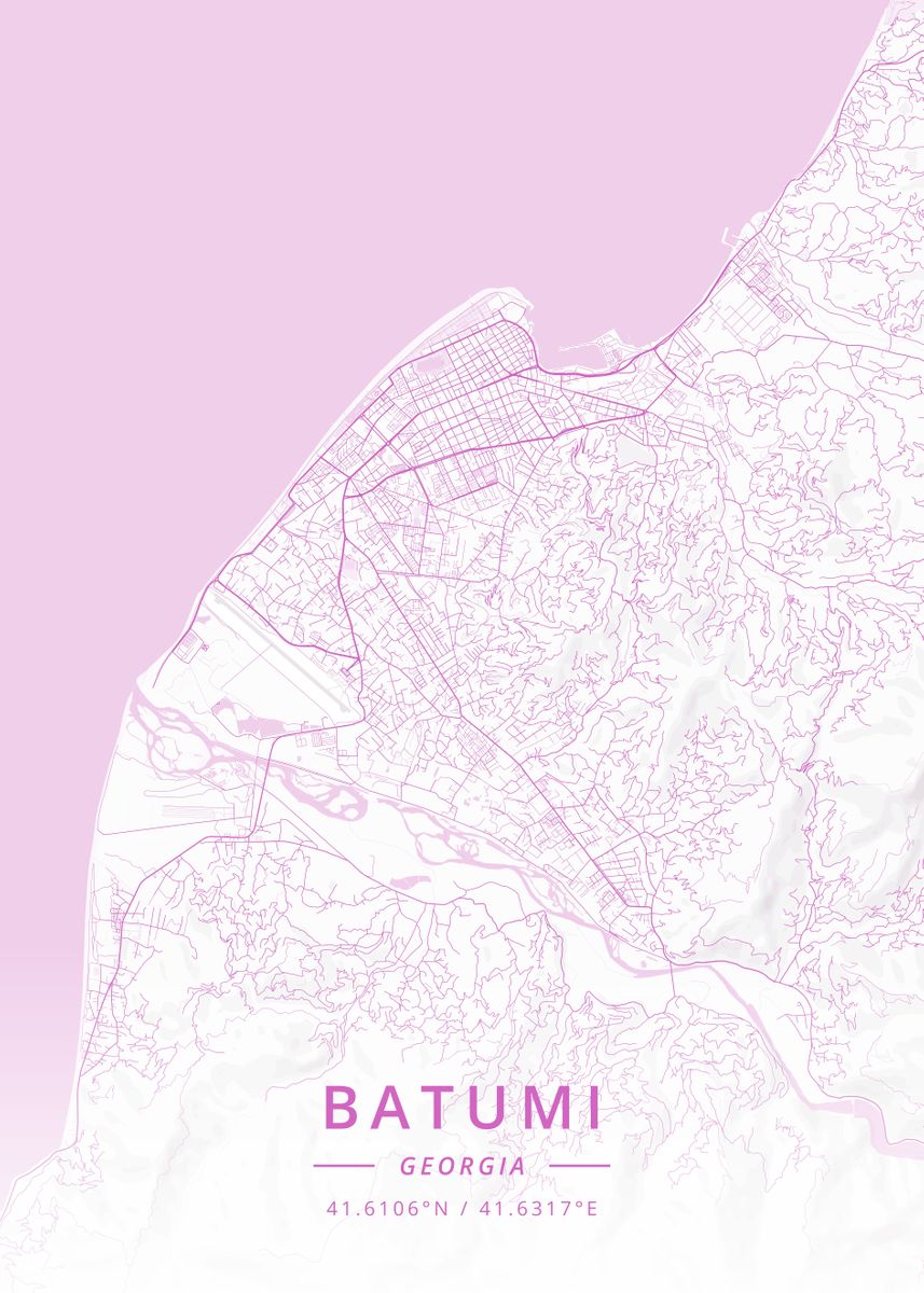 'Batumi Georgia' Poster, picture, metal print, paint by Designer Map ...