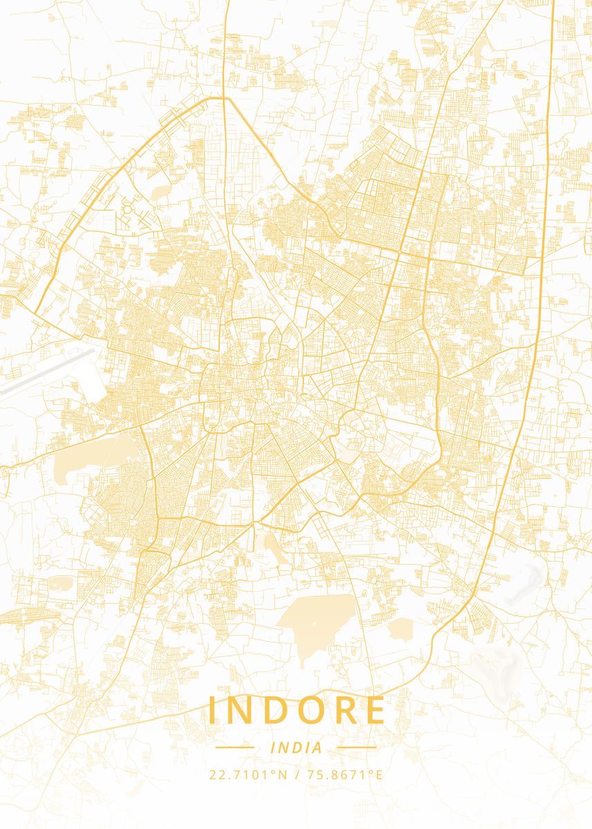 'Indore India' Poster, picture, metal print, paint by Designer Map Art ...