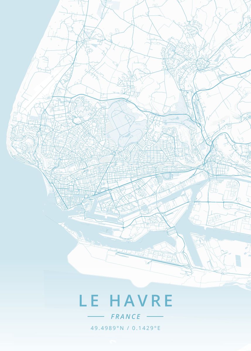'Le Havre France' Poster, picture, metal print, paint by Designer Map ...