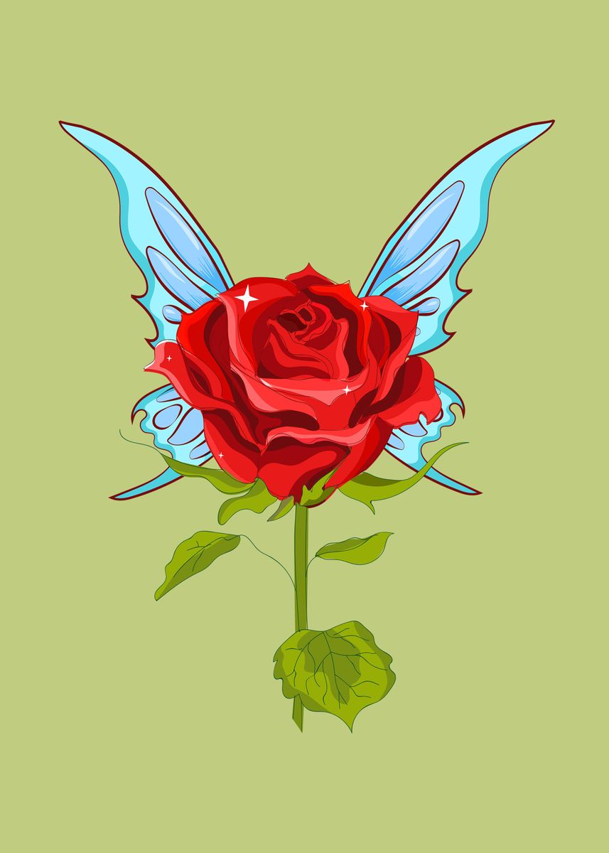 'Fairycore Rose Fairy' Poster, picture, metal print, paint by ...