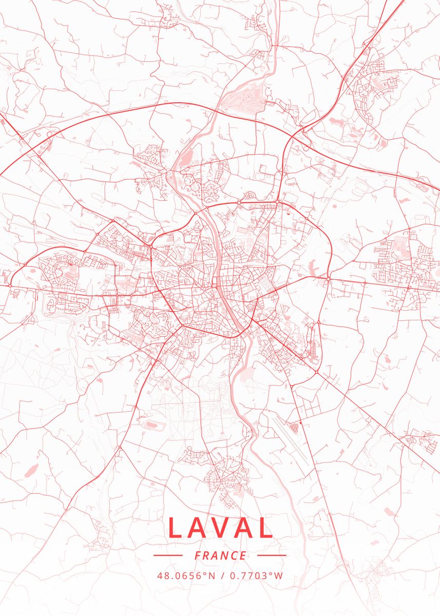 'Laval France' Poster, picture, metal print, paint by Designer Map Art ...