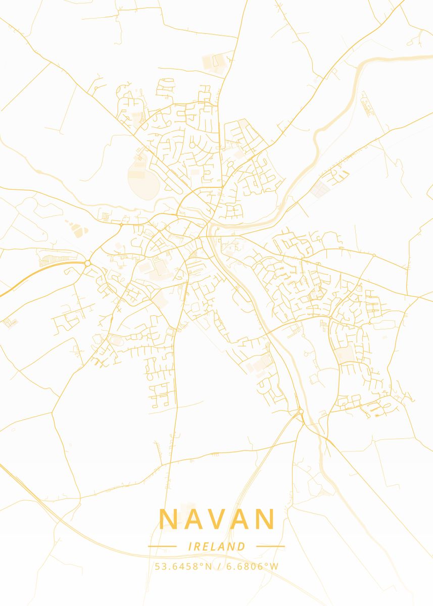 'Navan Ireland' Poster, picture, metal print, paint by Designer Map Art ...