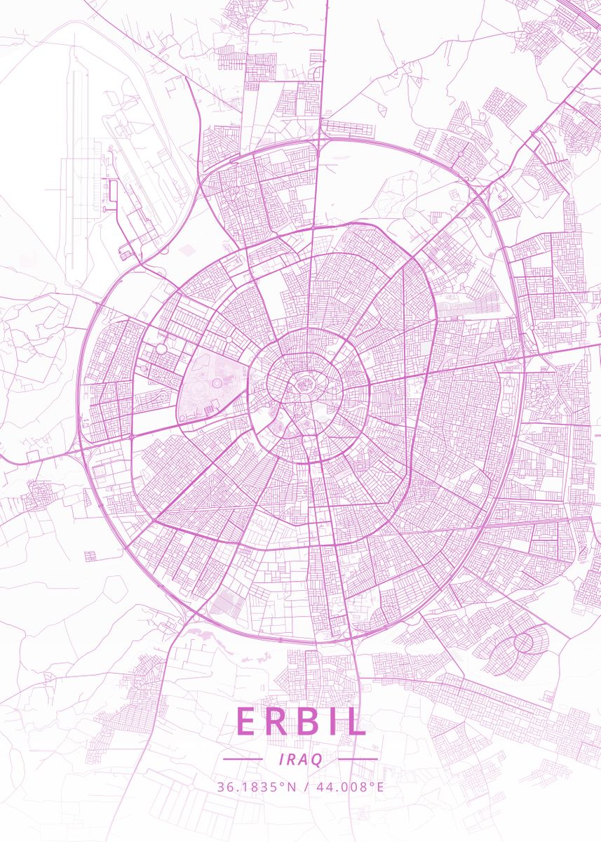 'Erbil Iraq' Poster, picture, metal print, paint by Designer Map Art ...