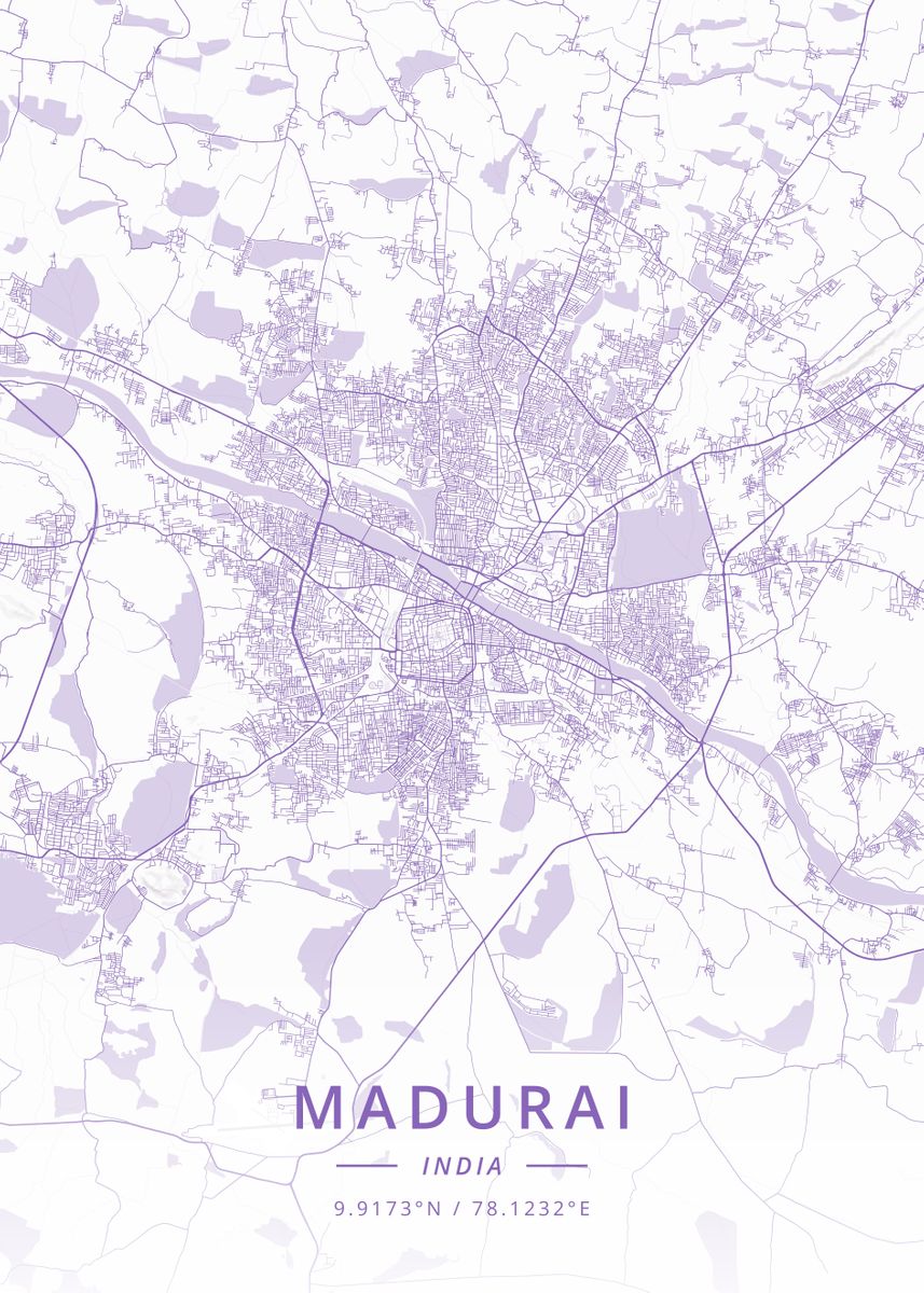 'Madurai India' Poster, picture, metal print, paint by Designer Map Art ...