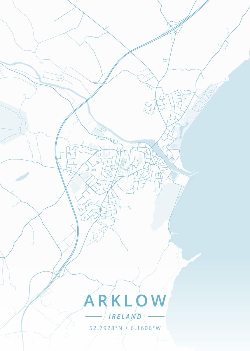 'Arklow Ireland' Poster, picture, metal print, paint by Designer Map ...