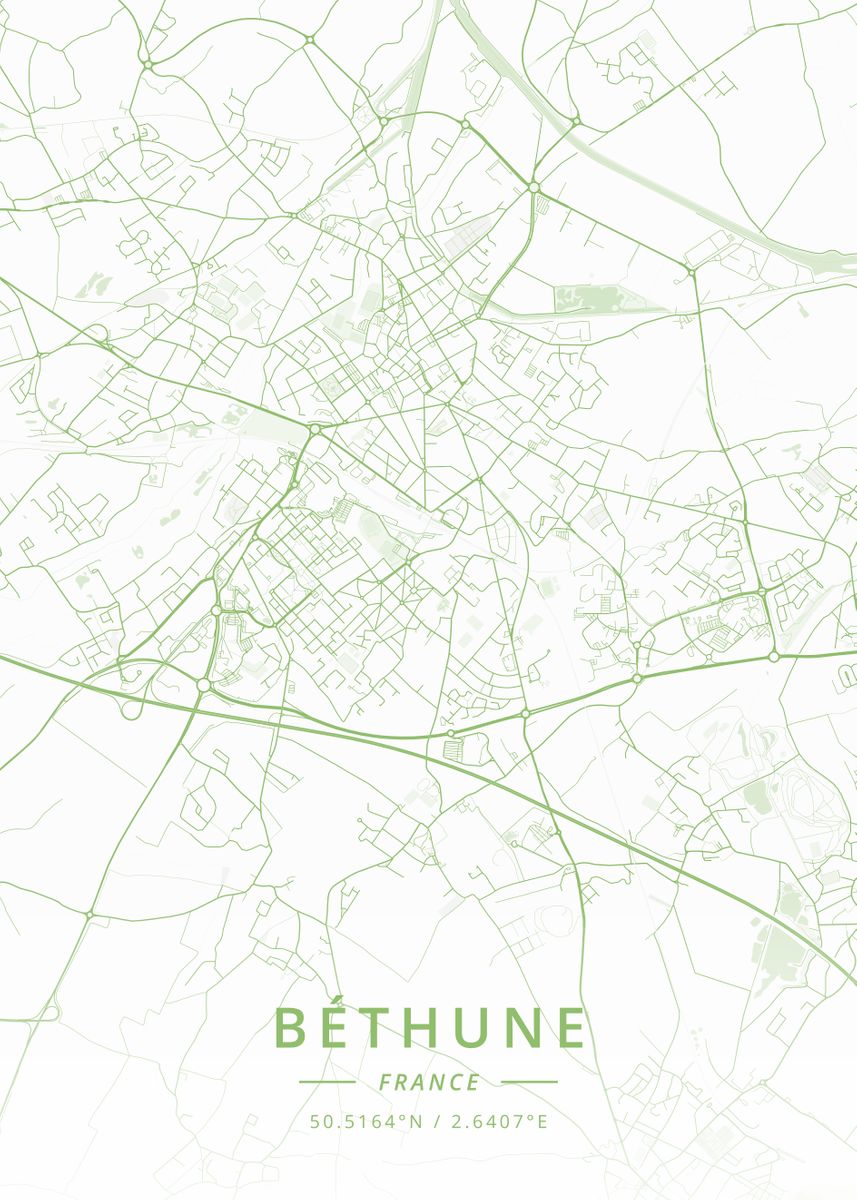 'Bethune France' Poster, picture, metal print, paint by Designer Map ...