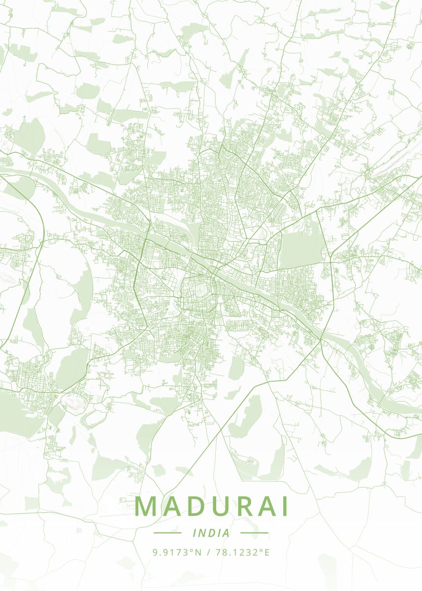 'Madurai India' Poster, picture, metal print, paint by Designer Map Art ...