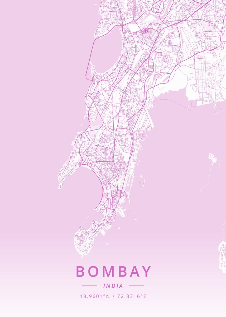 'Bombay India' Poster, picture, metal print, paint by Designer Map Art ...