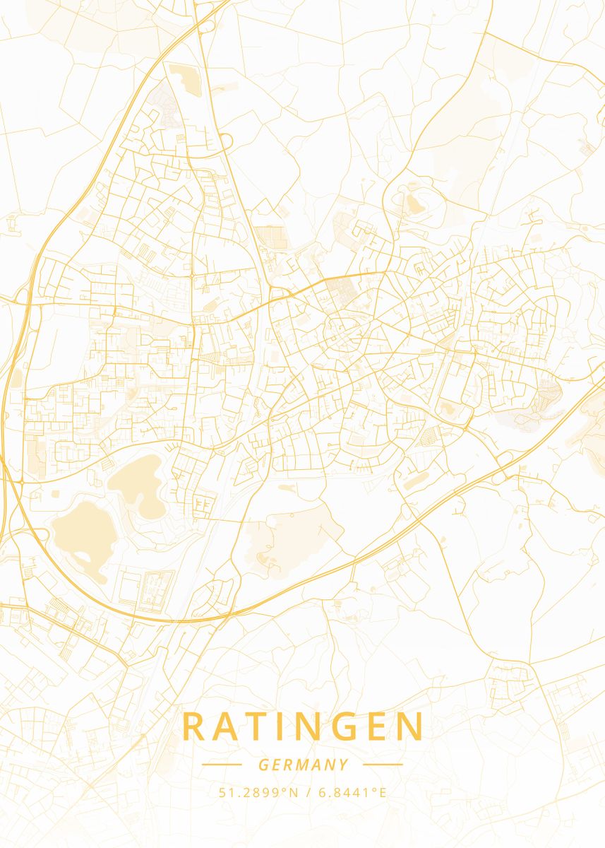'Ratingen Germany' Poster, picture, metal print, paint by Designer Map ...