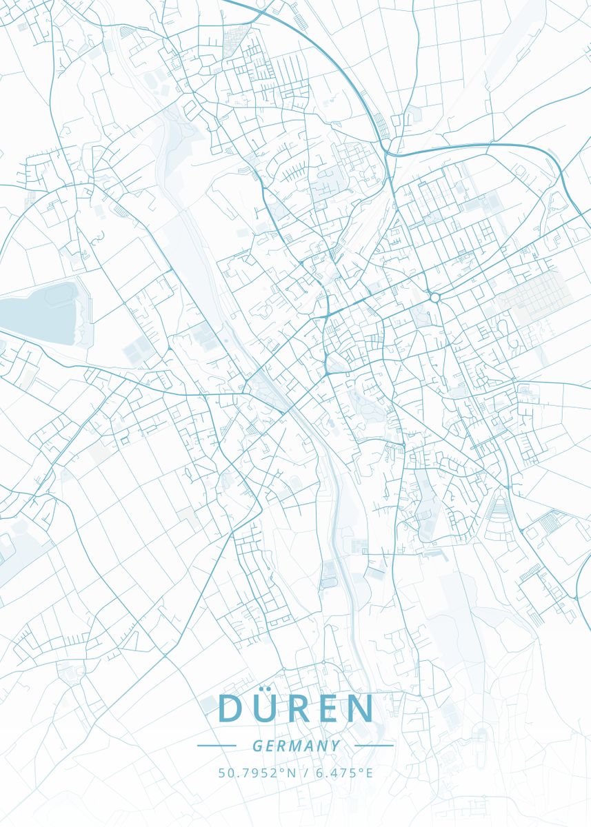 'Duren Germany' Poster, picture, metal print, paint by Designer Map Art ...