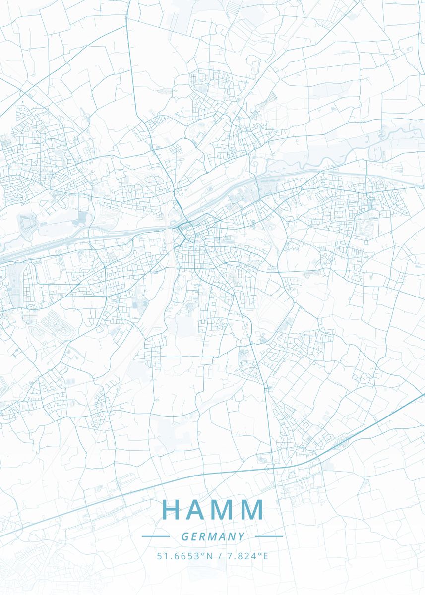 'Hamm Germany' Poster, picture, metal print, paint by Designer Map Art ...