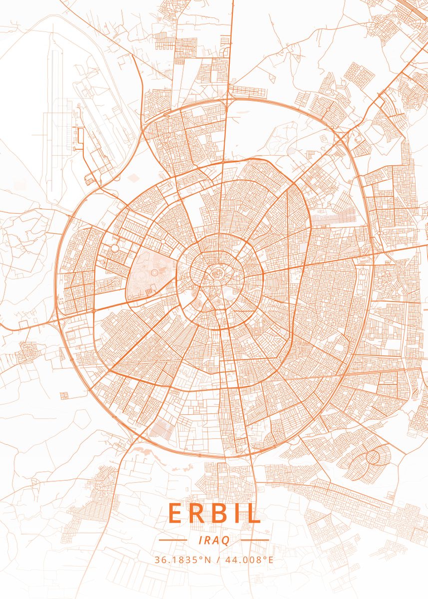 'Erbil Iraq' Poster, picture, metal print, paint by Designer Map Art ...