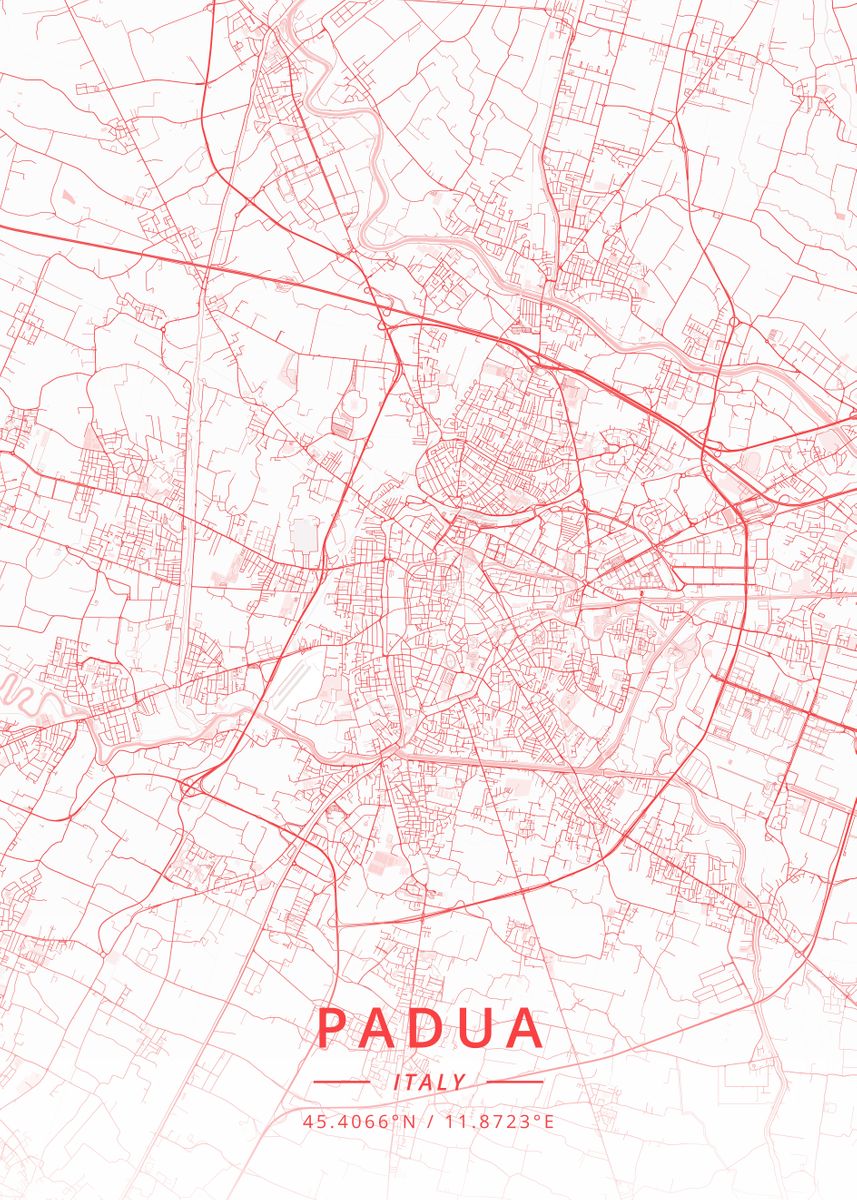 'Padua Italy' Poster, picture, metal print, paint by Designer Map Art ...