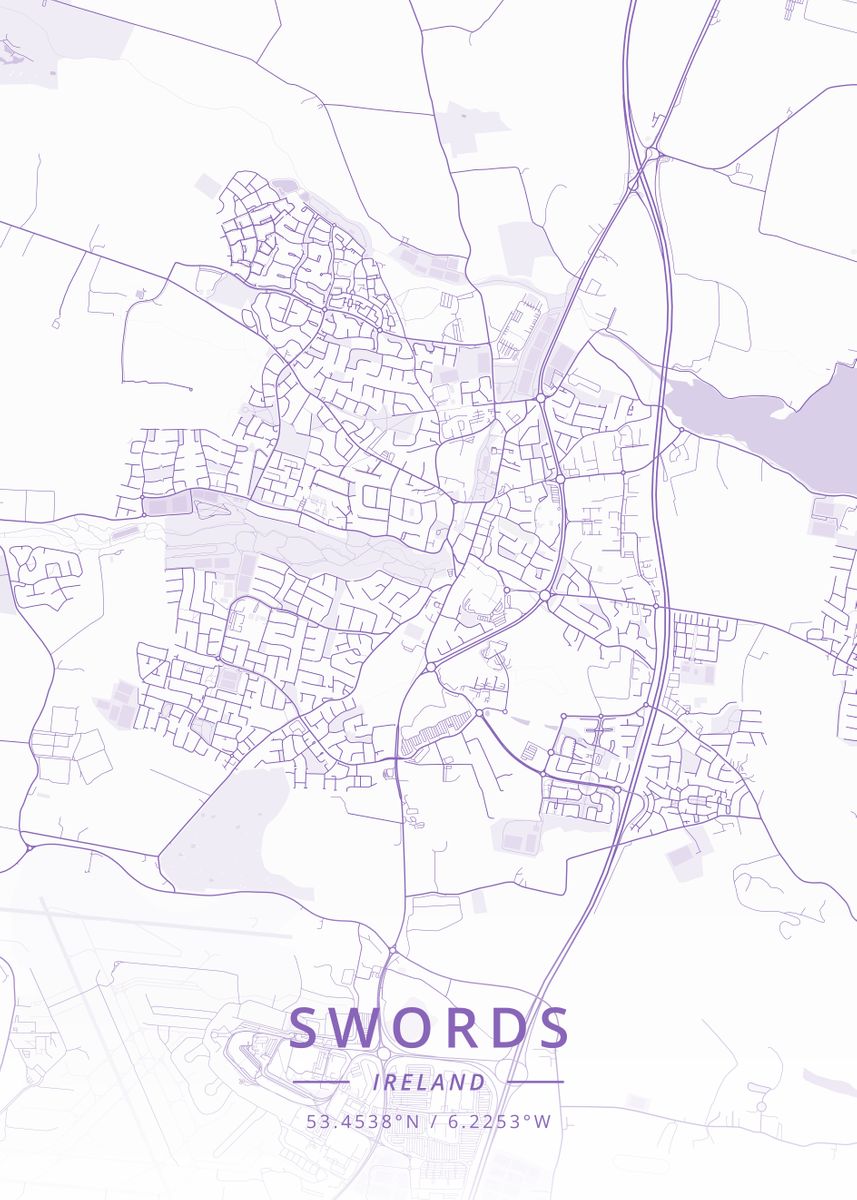 'Swords Ireland' Poster by Designer Map Art | Displate