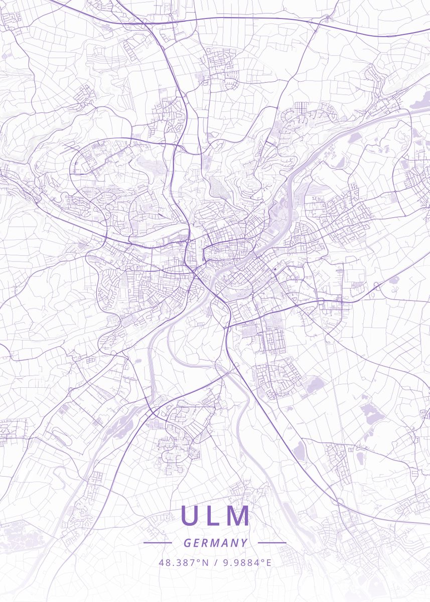 'Ulm Germany' Poster, picture, metal print, paint by Designer Map Art ...