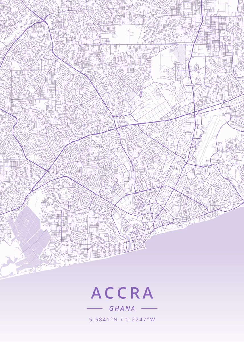 'Accra Ghana' Poster, picture, metal print, paint by Designer Map Art ...