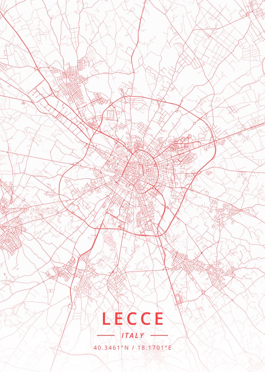 'Lecce Italy' Poster by Designer Map Art | Displate