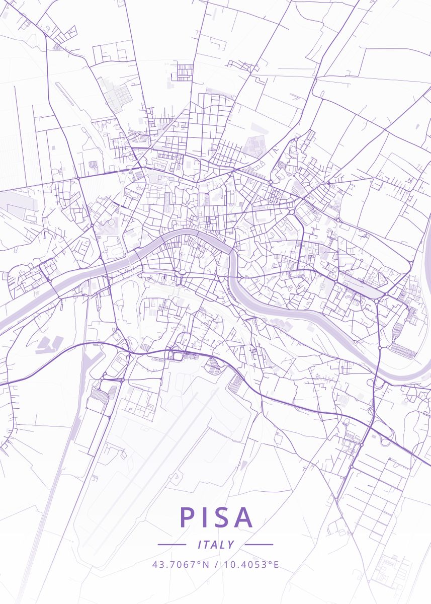 'Pisa Italy' Poster, picture, metal print, paint by Designer Map Art ...