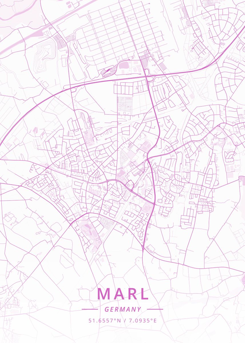 'Marl Germany' Poster, picture, metal print, paint by Designer Map Art ...