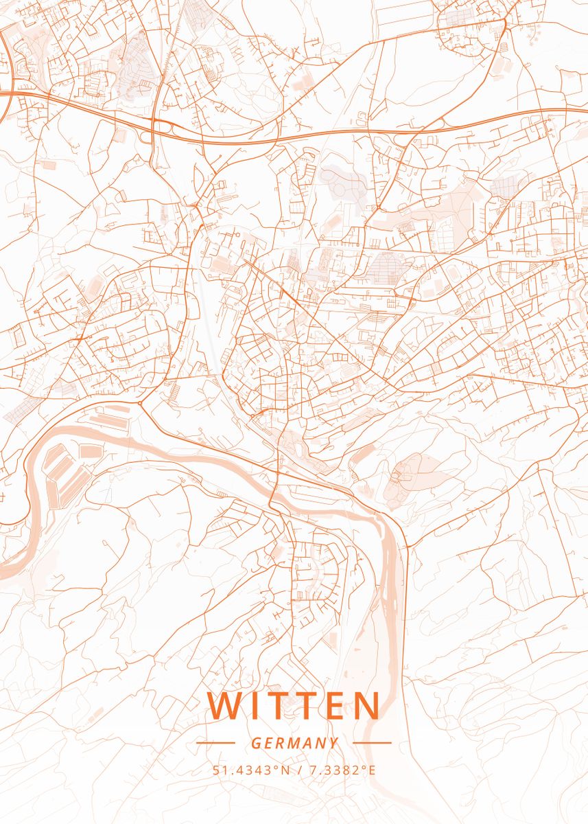 'Witten Germany' Poster, picture, metal print, paint by Designer Map ...
