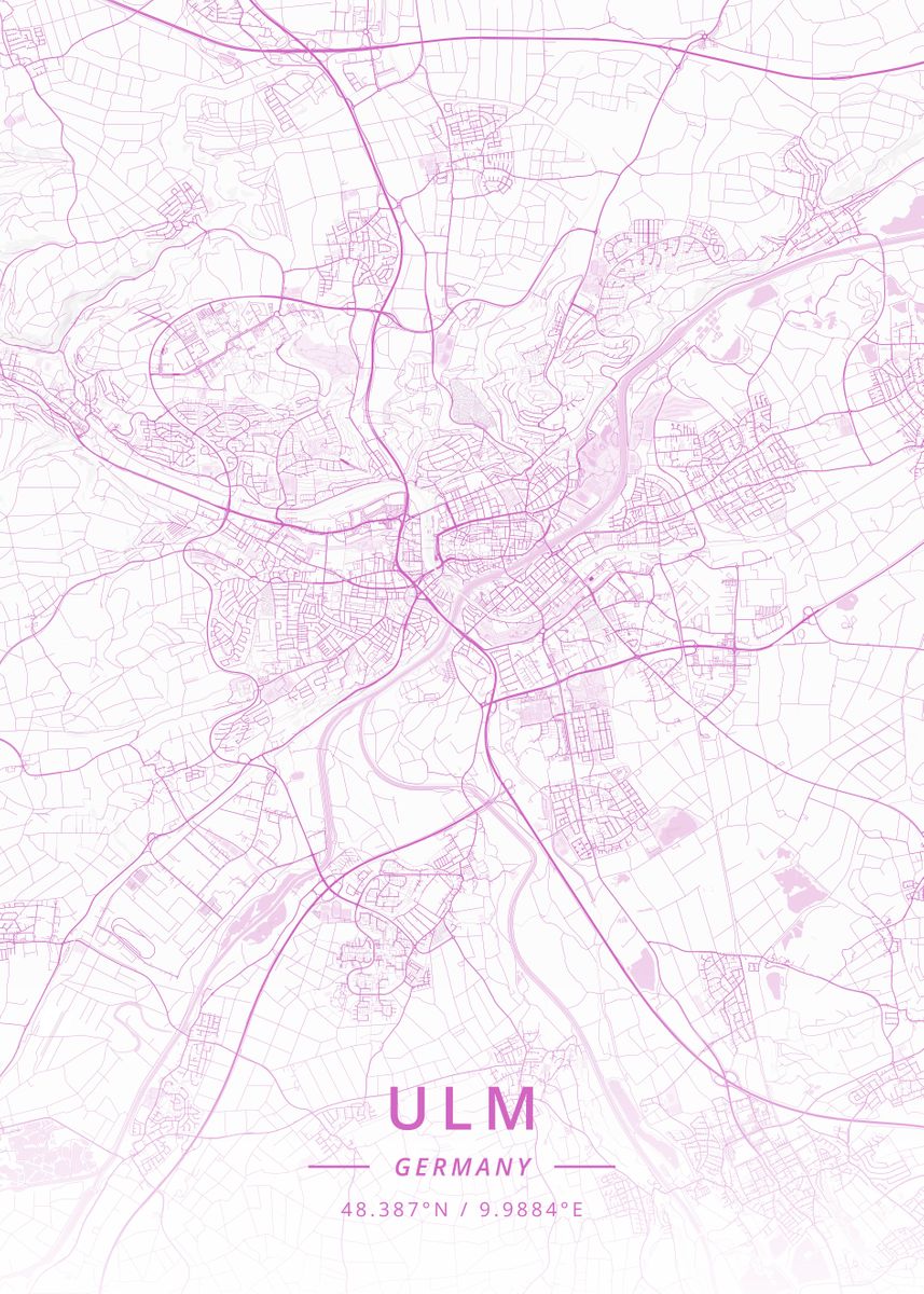 'Ulm Germany' Poster, picture, metal print, paint by Designer Map Art ...