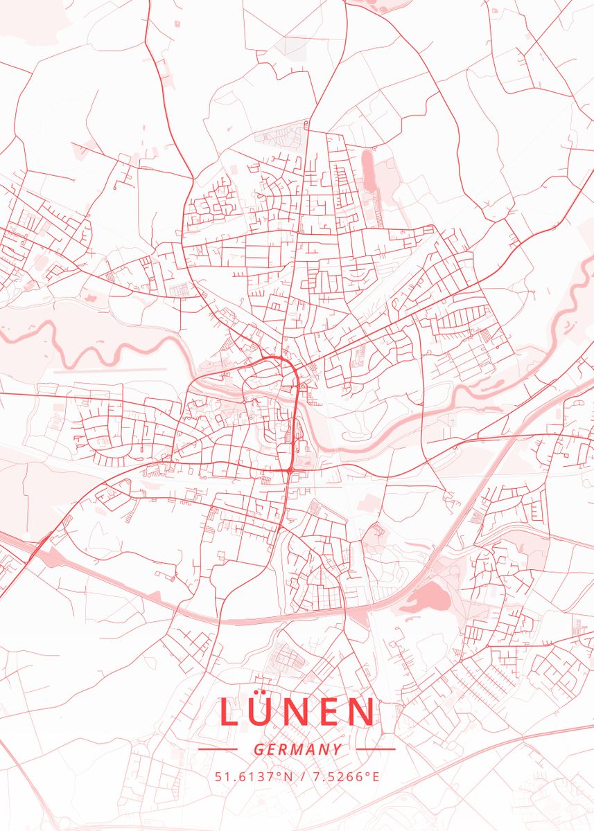 'Lunen Germany' Poster, picture, metal print, paint by Designer Map Art ...