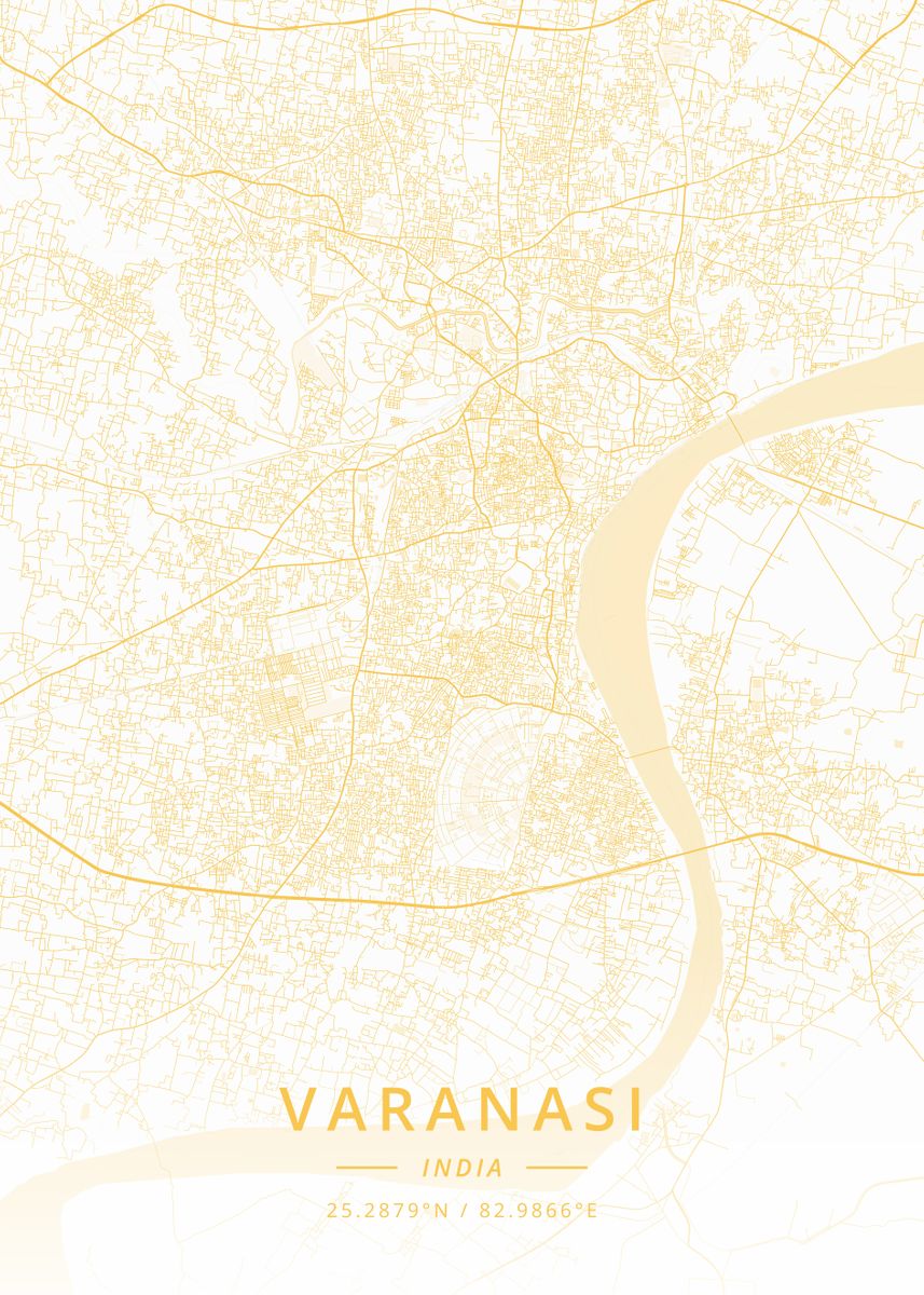 'Varanasi India' Poster by Designer Map Art | Displate
