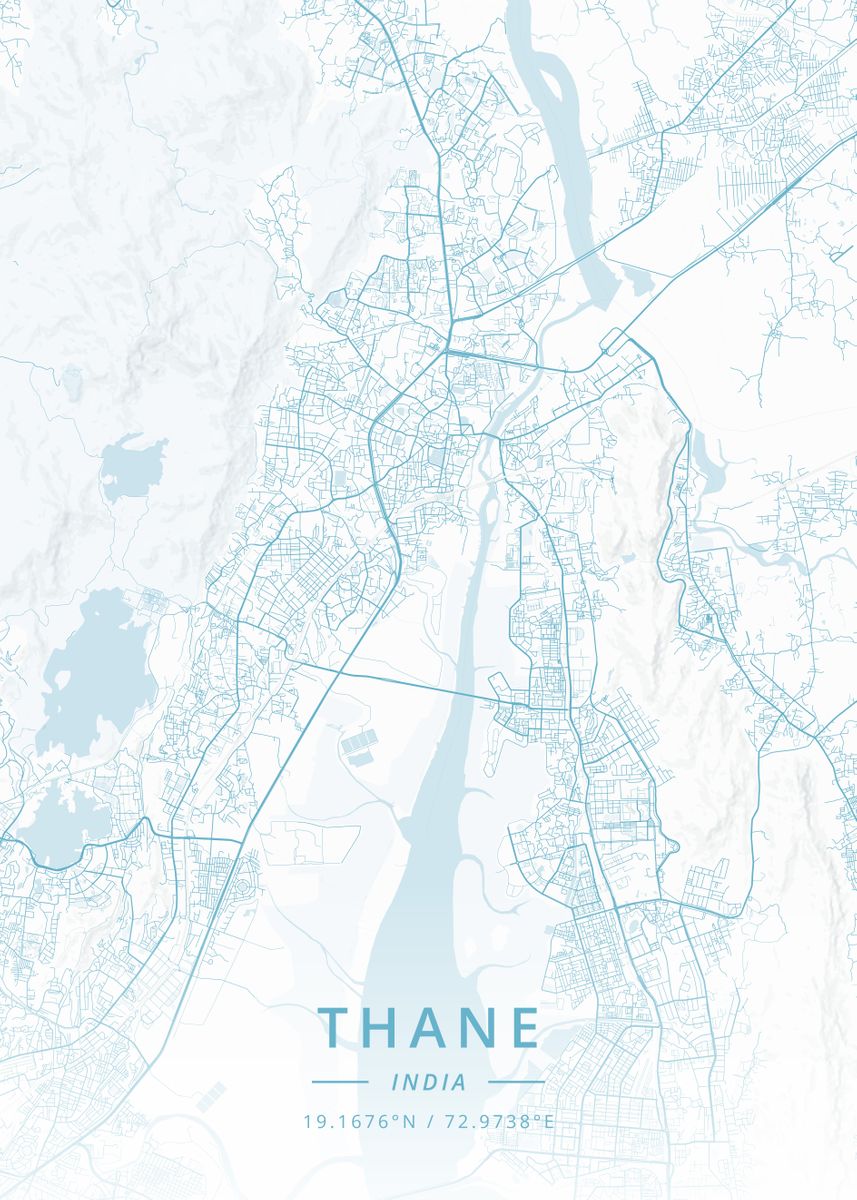 'Thane India' Poster, picture, metal print, paint by Designer Map Art ...