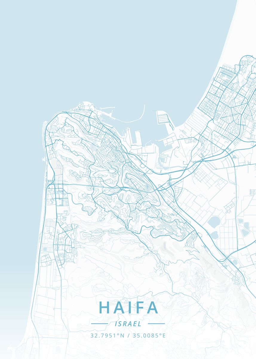 'Haifa Israel' Poster, picture, metal print, paint by Designer Map Art ...