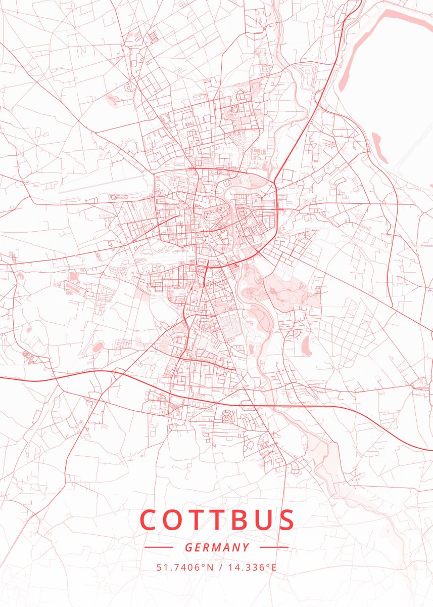 'Cottbus Germany' Poster, picture, metal print, paint by Designer Map ...