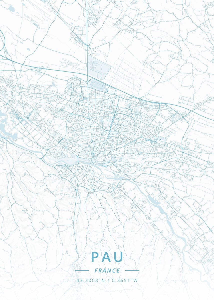 'Pau France' Poster by Designer Map Art | Displate