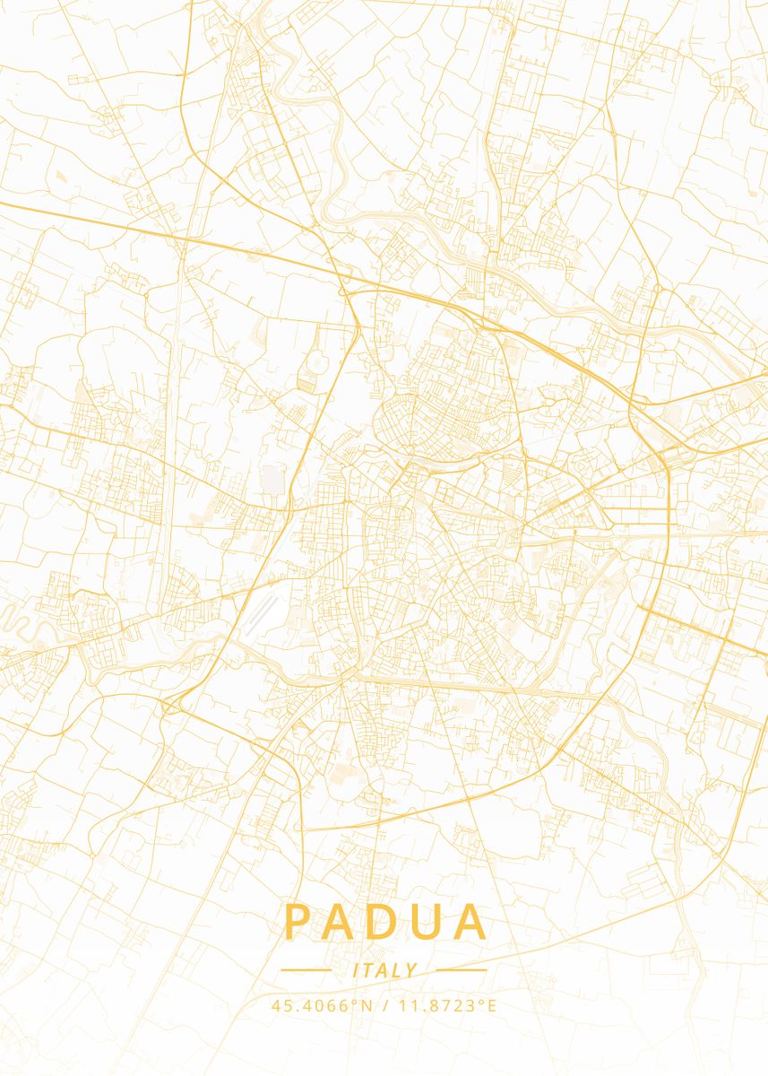 'Padua Italy' Poster, picture, metal print, paint by Designer Map Art ...