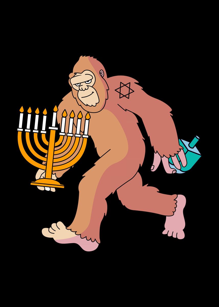 'Hanukkah Bigfoot' Poster, picture, metal print, paint by FunnyGifts ...