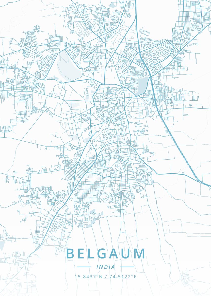 'Belgaum India' Poster, picture, metal print, paint by Designer Map Art ...