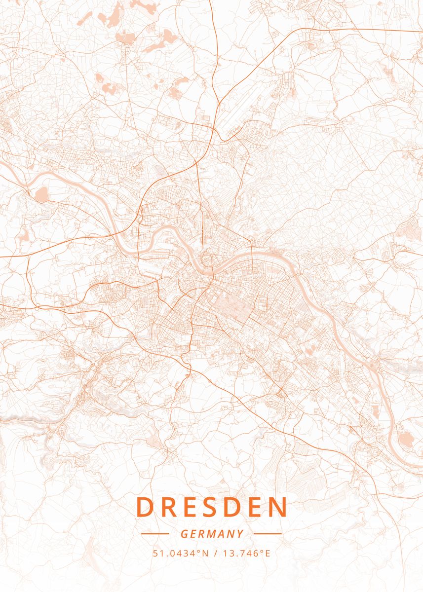 'Dresden Germany' Poster, picture, metal print, paint by Designer Map ...