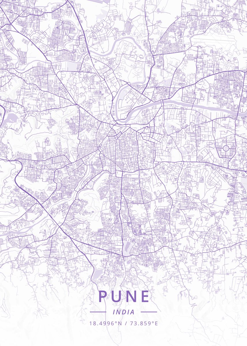 'Pune India' Poster, picture, metal print, paint by Designer Map Art ...