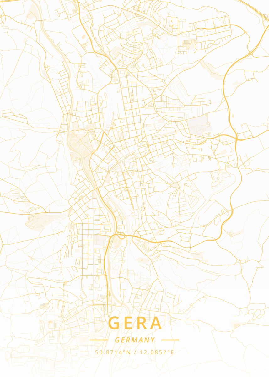 'Gera Germany' Poster, picture, metal print, paint by Designer Map Art ...