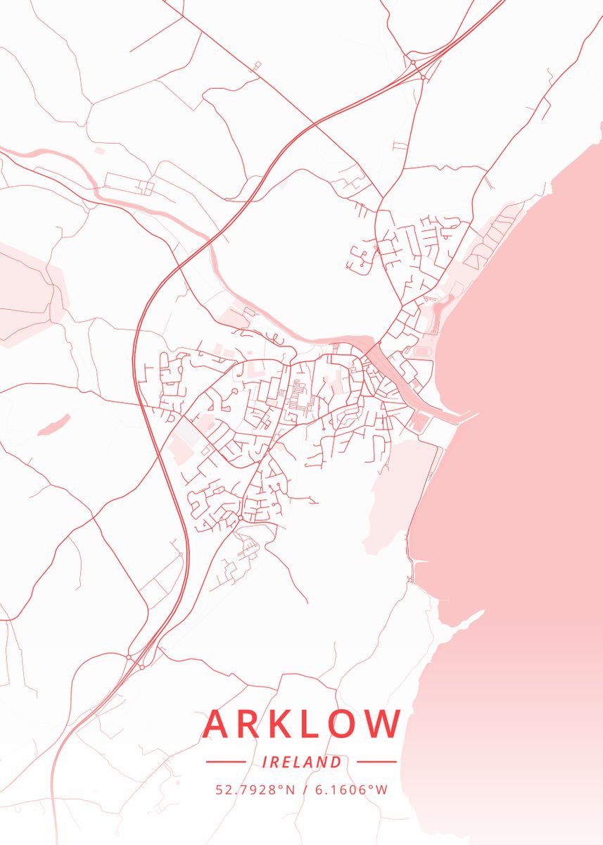 'Arklow Ireland' Poster, picture, metal print, paint by Designer Map ...