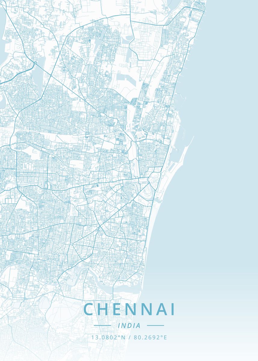 'Chennai India' Poster by Designer Map Art | Displate